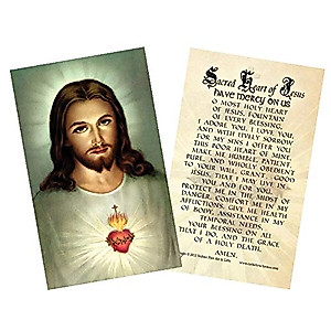 Traditional Sacred Heart of Jesus Holy Card Paper Pack of 50