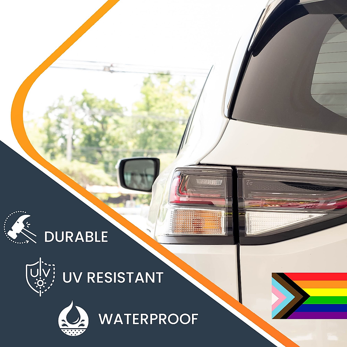 Magnet Me Up Flag Progress Pride Gay Pride Rainbow Flag Car Magnet Decal, 3x5 Inches, 2 Pack, Heavy Duty Automotive Magnet for Car Truck SUV, in Support of LGBTQ