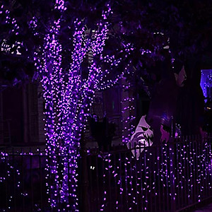 Dazzle Bright Fairy String Lights, Total 40FT 120LED Copper Wire Battery Operated Waterproof Lights, Halloween Decorations for Indoor Home Outdoor Garden Patio Party Decor (Purple, 2)