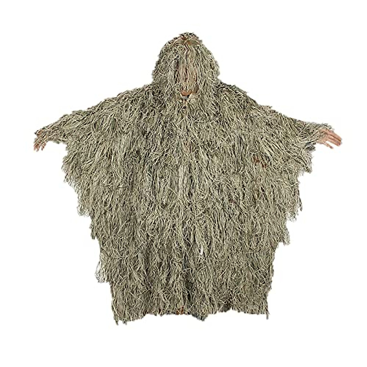 MOBUKJUU Outdoor Hunting Ghillie Suit Ghillie Clothes Top Men Camouflage Hunting Ghillie Suit Outdoor Jungle Hunting Cloak Poncho (Desert Sand)