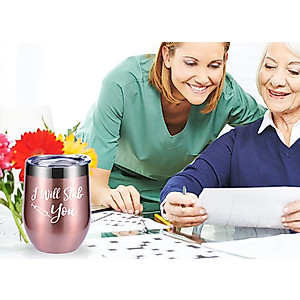 momocici I Will Stab You 12 OZ Wine Glasses Tumbler.Funny Nurse Week,Nurse Gifts.Gag Nursing Graduation Gifts for Nurse.Nurse Practitioner Gifts Travel Mug(Rose Gold)