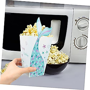24pcs Popcorn Box Popcorn Box Snack Gift Box Mini Gift Bags for Favors Mini Gift Boxes Food Container Mermaid Popcorn Bucket Candy Table Containers Disposable Popcorn Paper Cup