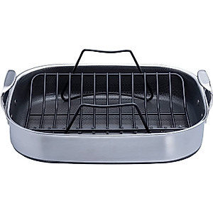 HexClad Hybrid Nonstick Roasting Pan with Rack, Dishwasher and Oven Friendly, Compatible with All Cooktops