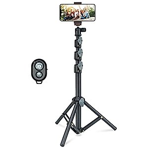 Selfie Stick & Tripod LINCO, Integrated, Portable All-in-One Professional, Heavy Duty, Lightweight, Bluetooth Remote for Apple & Android Devices, Separable Tripod Feet, Extends to 52", Black