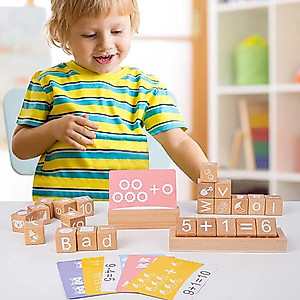 Wooden Blocks,31 PCS ABC Building Blocks,Wooden Alphabet Baby Blocks,Counting & Building Block Set,Blocks Toys for 3+ Year Old,1.18inch,Gifts