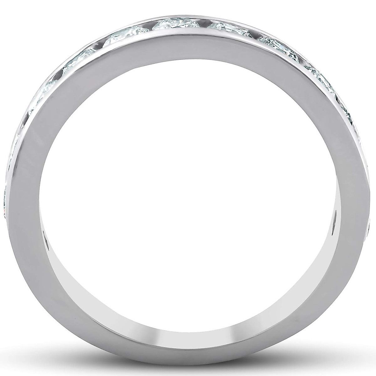 1 1/2 Ct Diamond Wedding Ring Channel Set Half Eternity Womens Band White Gold - Size 7