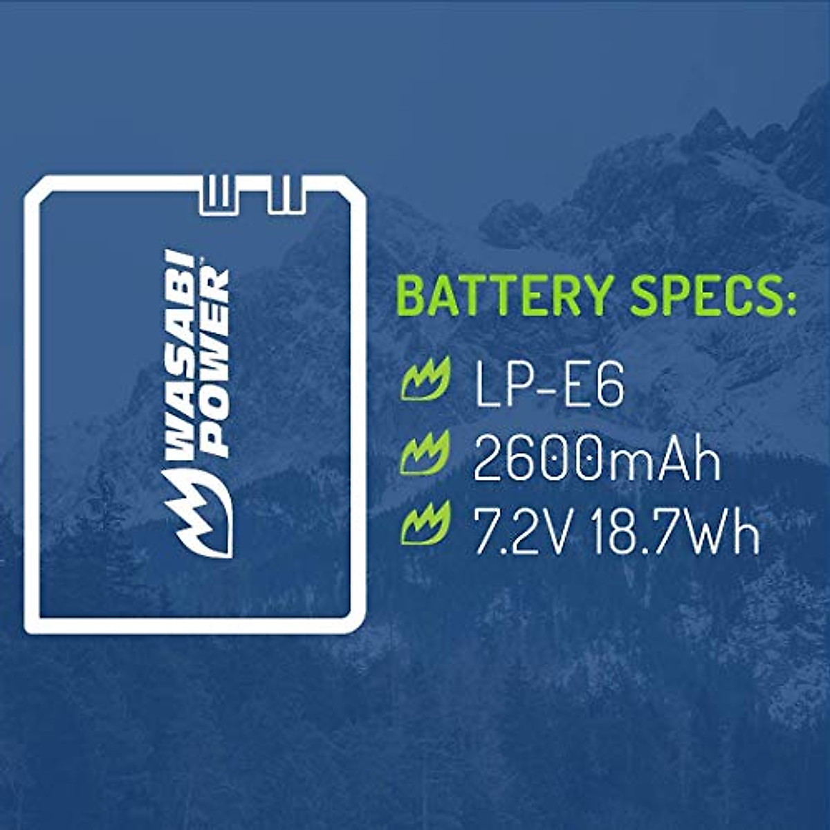 Wasabi Power LP-E6, LP-E6N Battery (2-Pack) for Canon EOS 5D Mark II/III/IV, 5DS, 5DS R, 6D, 6D Mark II, 7D, 7D Mark II, 70D, 80D, 90D, R, R5, R5C, R6, Ra, XC10, XC15, BMPCC 4K, BMPCC 6K