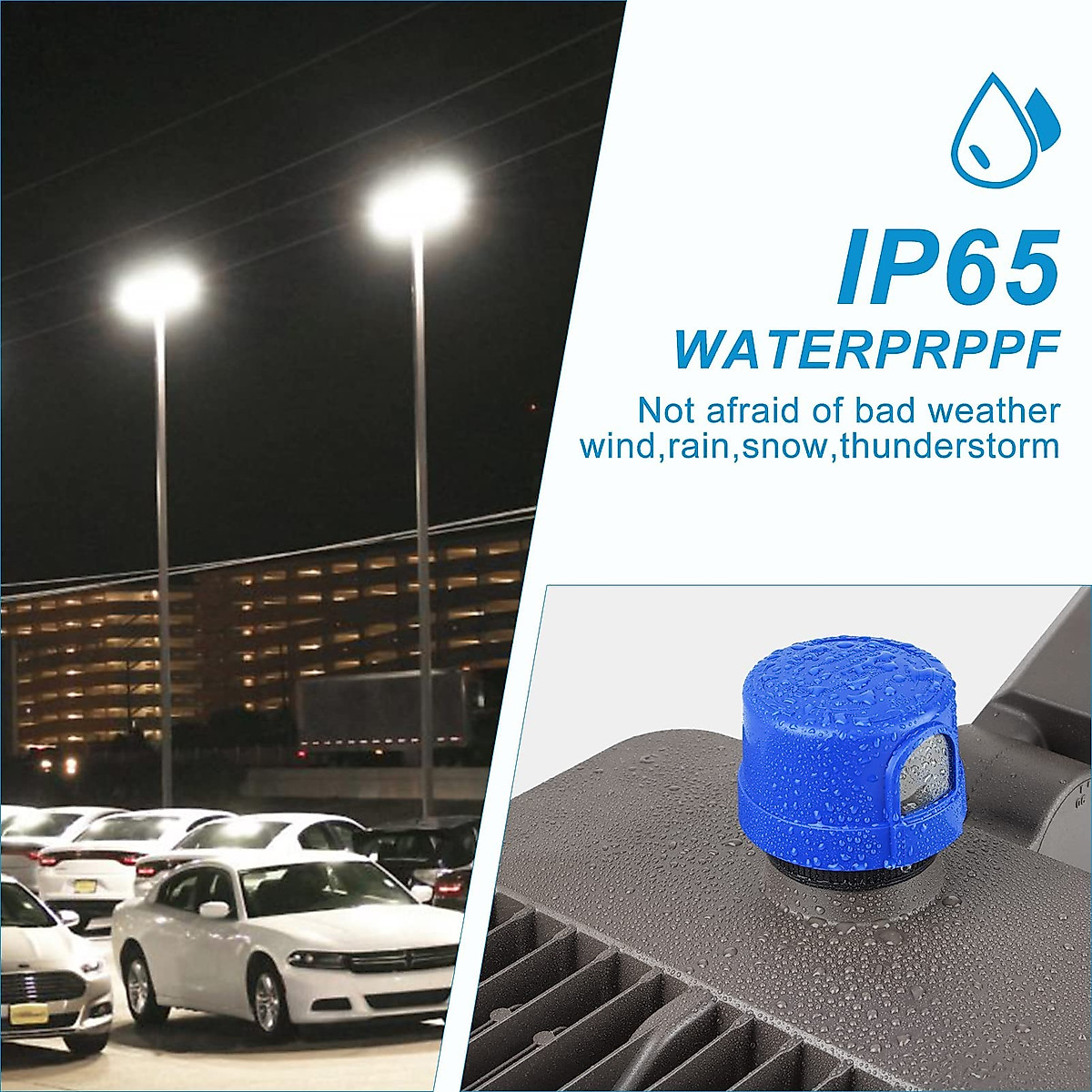 320W LED Parking Lot Lighting 44800LM 5000K LED Pole Lights Outdoor with Slipfitter Mount, Dusk to Dawn LED Street Light for Commerical Parking Lot-2Pack