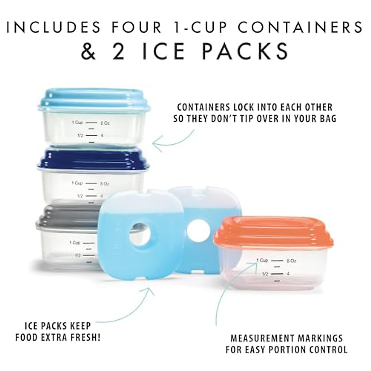 Fit & Fresh Stak Pak Set, 6 Piece, Plastic, New Multicolored