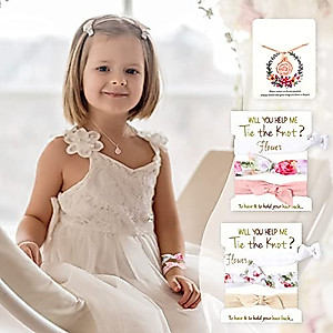 10 Pcs Flower Girl Proposal Gift Set, Flower Girl Box Flower Girl Necklace Sleeping Mask Makeup Pouch and 6 Pcs Flower Hair Ties Will You Be My Flower Girl Proposal Box for Bride Showers