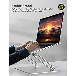 Ergopollo Laptop Stand for Desk with Stable Heavy Base, Adjustable Height, Ergonomic Heavy Metal Riser Holder, Foldable Mount Elevator, Compatible with 10 to 15.6 Inches Notebook Computer