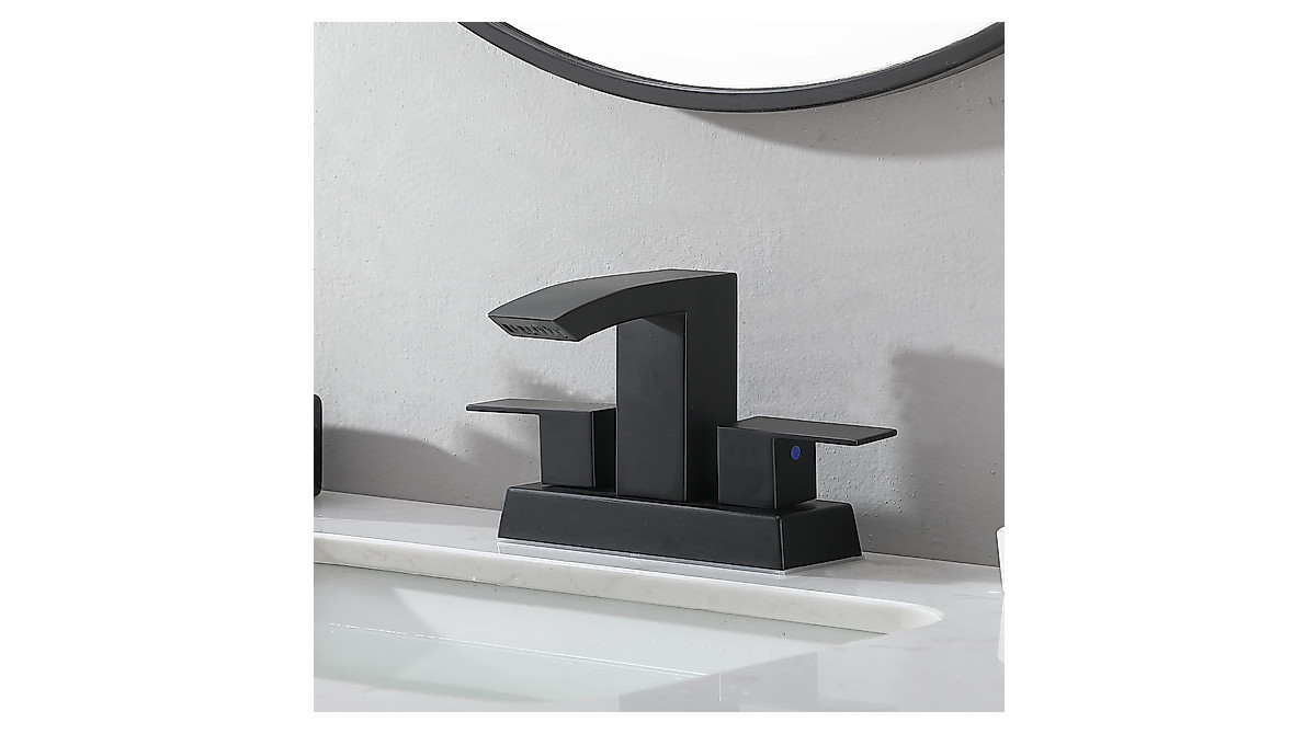 Friho Matte Black Bathroom Sink Faucet - 4 Inch Centerset
