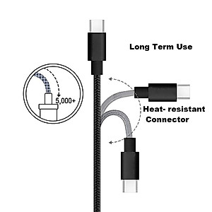 RoFI USB Type C Cable, [2Pack] 6FT USB C Cable Nylon Braided Fast Charging for Galaxy S10 S9 S8 Plus Note 9 8, Pixel, Moto Z, LG V30 V20 G5, Xperia, Switch and More (Black, 6 FT)
