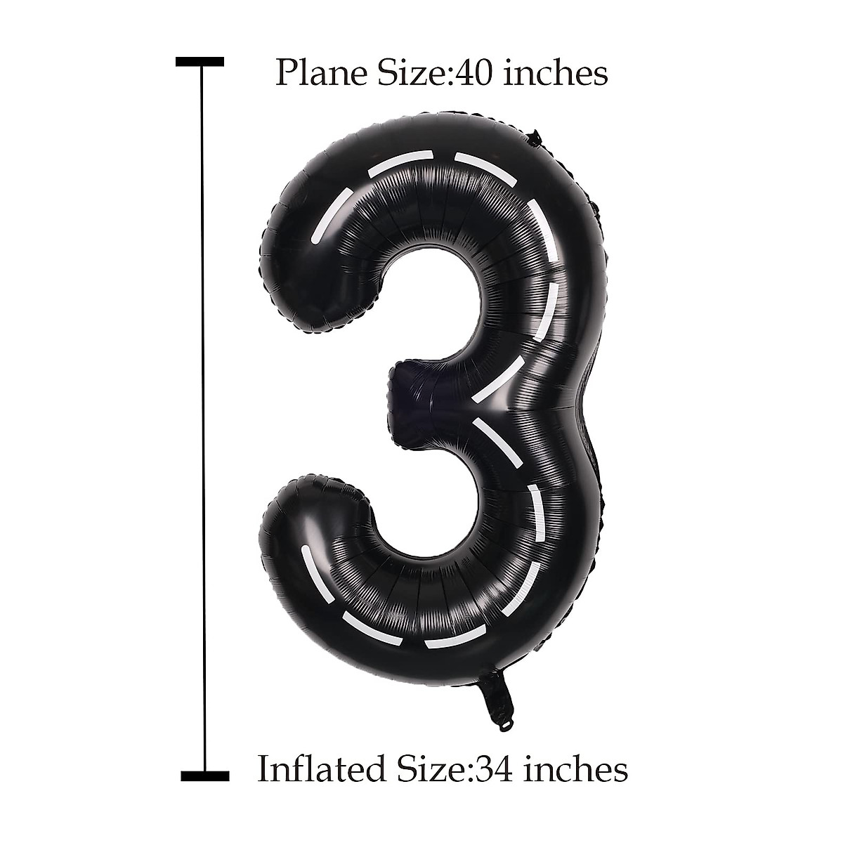 SULALABOO 40Inch Black Number 3 Balloon Large Helium Number Balloons 0-9 Giant Digital 3rd Foil Mylar Big Party Balloon for Boy Birthday Party Anniversary Graduation Decorations