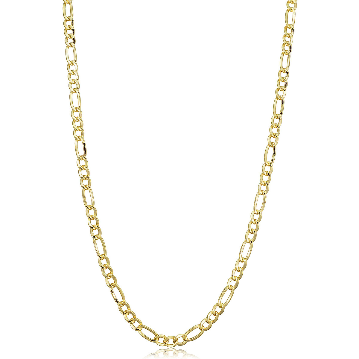 Kooljewelry 14k Yellow Gold Filled Solid Figaro Link Chain Necklace (3.3 mm, 18 inch)