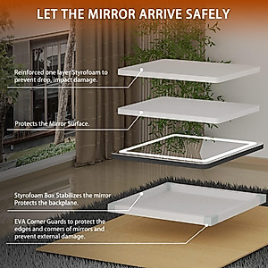 Hasipu Vanity Mirror with Lights, 32" x 22" LED Makeup Mirror, Lighted Makeup Mirror with Dimmable 3 Modes, Touch Screen Control Vanity Mirror Square Black