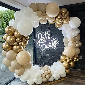 White Sand Gold Balloons Garland Arch Kit,160PCS White Nude Balloons with Metallic Chrome Gold Latex Balloons for Boho Wedding Baby Bridal Shower Engagement Anniversary Birthday Decorations Backdrop