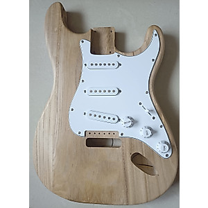 HENGYEE DIY Electric Guitar Kits Strat Style Beginner Kits 6 String Right Handed with Paulownia Body Maple Neck composite ebony Fingerboard Chrome Hardware Build Your Own Guitar. (HY-ST01)