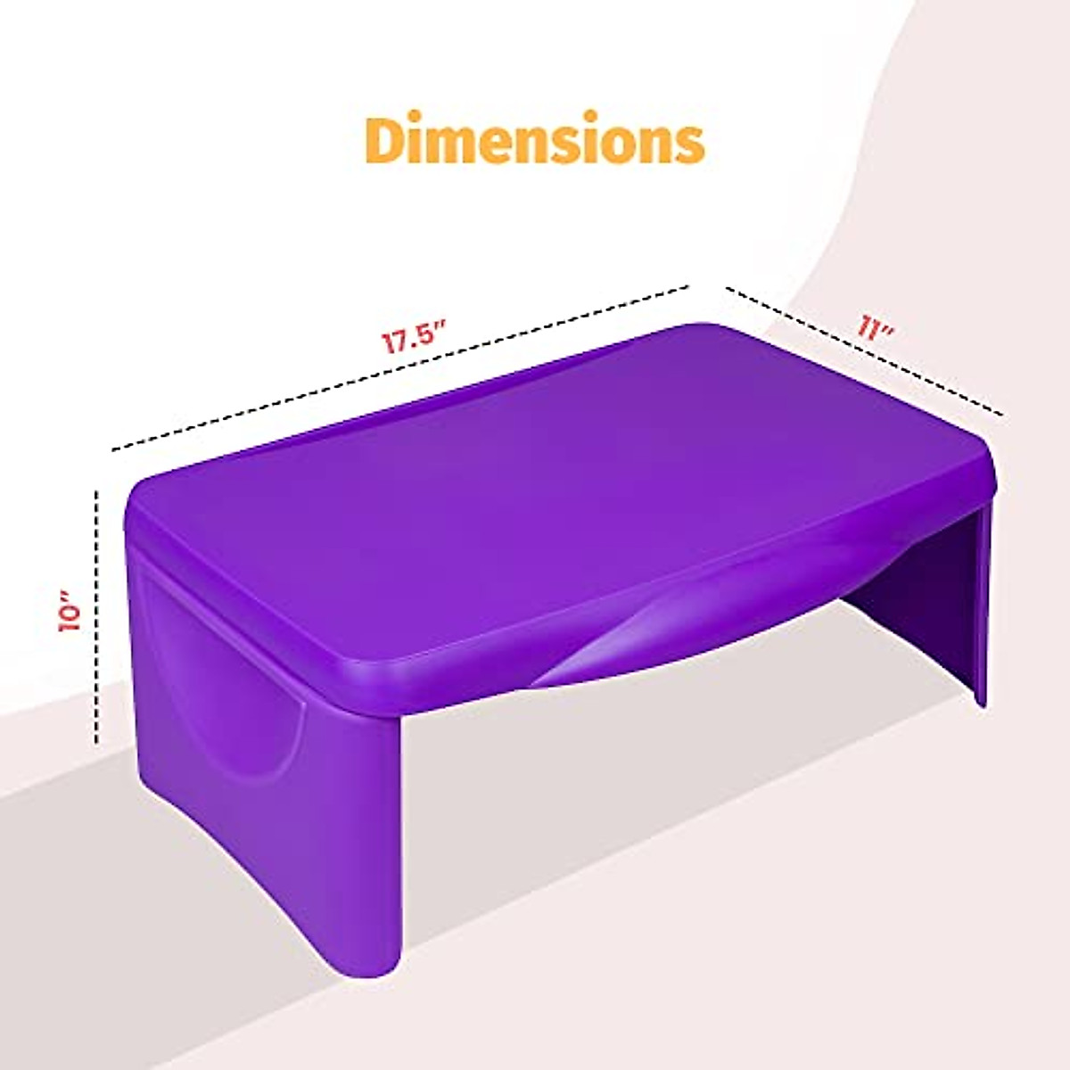 Purple Folding Lap Desk - Foldable Table for Work, Study, Gaming, Arts, Crafts, School - Collapsible Laptop Tray with Storage Compartment - Portable Writing Station for Kids, Adults