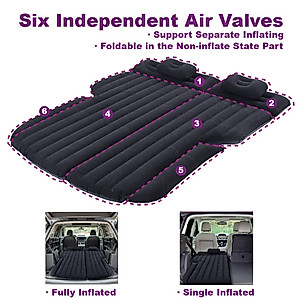 Inflatable Car Mattress, Car Bed for Back Seat, Car Air Mattress with Auto Air Pump, Portable Camping Mattress, Sleeping Pad (SUV Black)