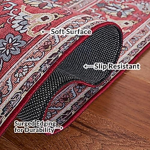 SAFAVIEH Tucson Collection Area Rug - 5' x 8', Red & Pink, Persian Design, Non-Shedding Machine Washable & Slip Resistant Ideal for High Traffic Areas in Living Room, Bedroom (TSN139R)