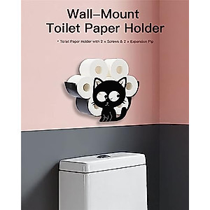 Cute Cat Toilet Paper Holder, Cute Farmhouse Wall-Mount Toilet Paper Rack for 8 Rolls, Metal Wall Art Bathroom Decorative