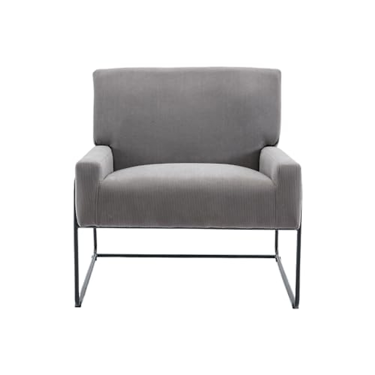 i-POOK Mid Century Modern Metal Frame Armchair, Single Sofa Chair with Black Iron U-Shaped Legs, Upholstered Accent Chair for Living Room, Bedroom, Reading Room, Lounge, Grey