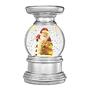 Haute Decor Snowburst™ Snow Globe Candle Holder (Santa) with Timed Snowfall - 7 inch Tall Christmas Candle Holder with Automatic Battery Operated timed Snow Fall and on/Off