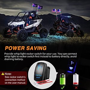 Nilight 2PCS 3FT RGB LED Whip Light, Remote App Control w/DIY Chasing Patterns Stop Turn Reverse Lighting Modes Safety Lighted Antenna for ATV UTV Polaris RZR Can-am Dune Buggy Jeep