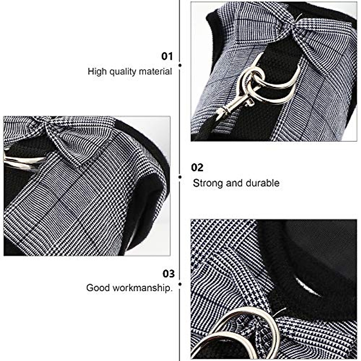 Cat Harness, Rabbit Harness with Leash Soft Mesh Vest Harness Clothes for Rabbit Ferret Bunny Kitten Guinea Pig Walking (S, Black)