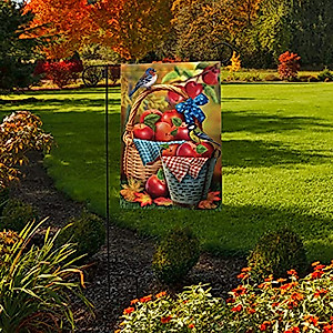 Harvest Apple Basket Fall Garden Flag Bluebirds Picnic 12.5"x18" Briarwood Lane