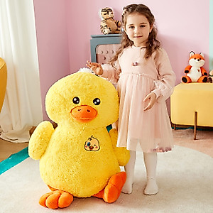 IKASA Large Duck Stuffed Animals Giant Soft Plush Toy,19" Cute Huge Jumbo Fluffy Plushy Big Size Fat Plushie,Gifts for Kids(Yellow, 19 inches)