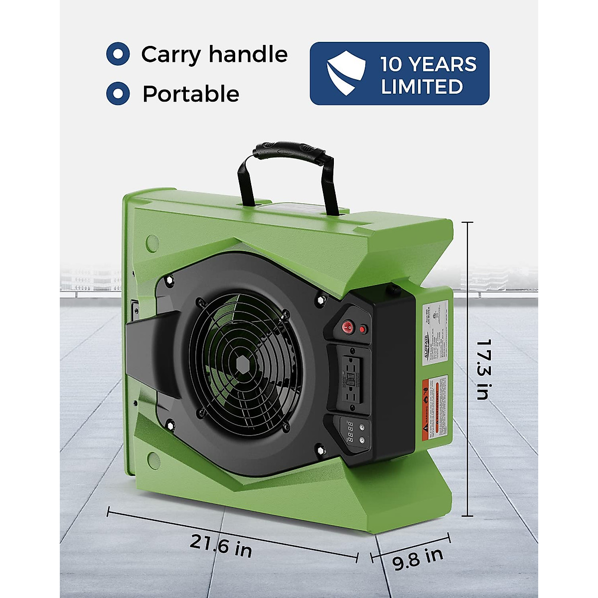 ALORAIR Zeus 900 Air Mover Commercial Blower for Carpets, Walls, Plumbing Use, Variable Speed Floor Blower Fan, 950 CFM with 1.8 A, Circuit Breaker Protection, on-Board Duplex GFCI, 10 Years Warranty