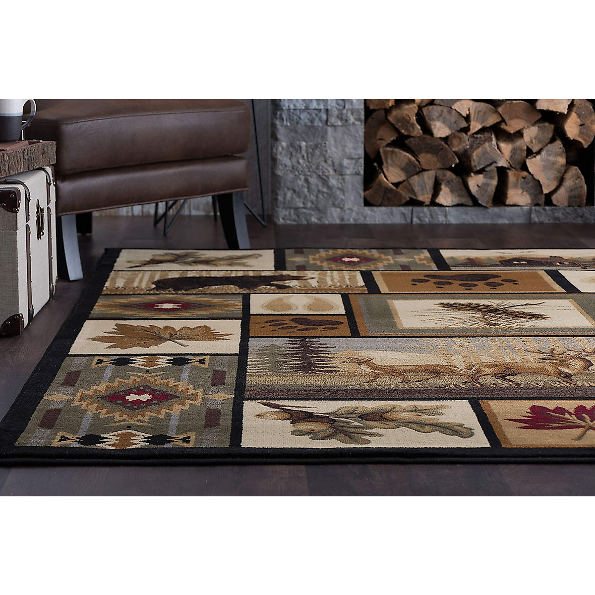 Tayse Northern Wildlife Multi-Large Color Area Rug for Living Room & Bedroom & DiningRoom - Cabin, Lodge and Farmhouse Style Rustic Indoor Carpet, 8'9'' x 12'3'', NTR6660 9x12
