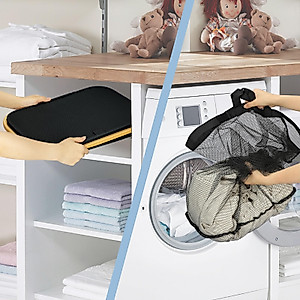 Bellzacasa Laundry Hamper with Lid, 110L Large Hampers for Laundry with Bamboo Handles and Removable Laundry Bag, Foldable Laundry Baskets with Lid for Bedroom Bathroom Tall Laundry Bin (Black)