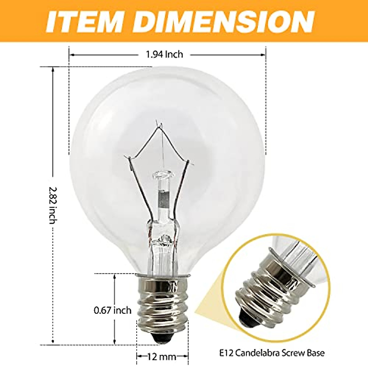 Wax Warmer Bulbs 6 Pack, G50 25 Watt Light Bulbs for Full Size Scentsy Warmers, E12 Base G16.5 Globe Clear scentsy Bulb for Candle Wax Warmer, Long Lifespan, 120 Volt