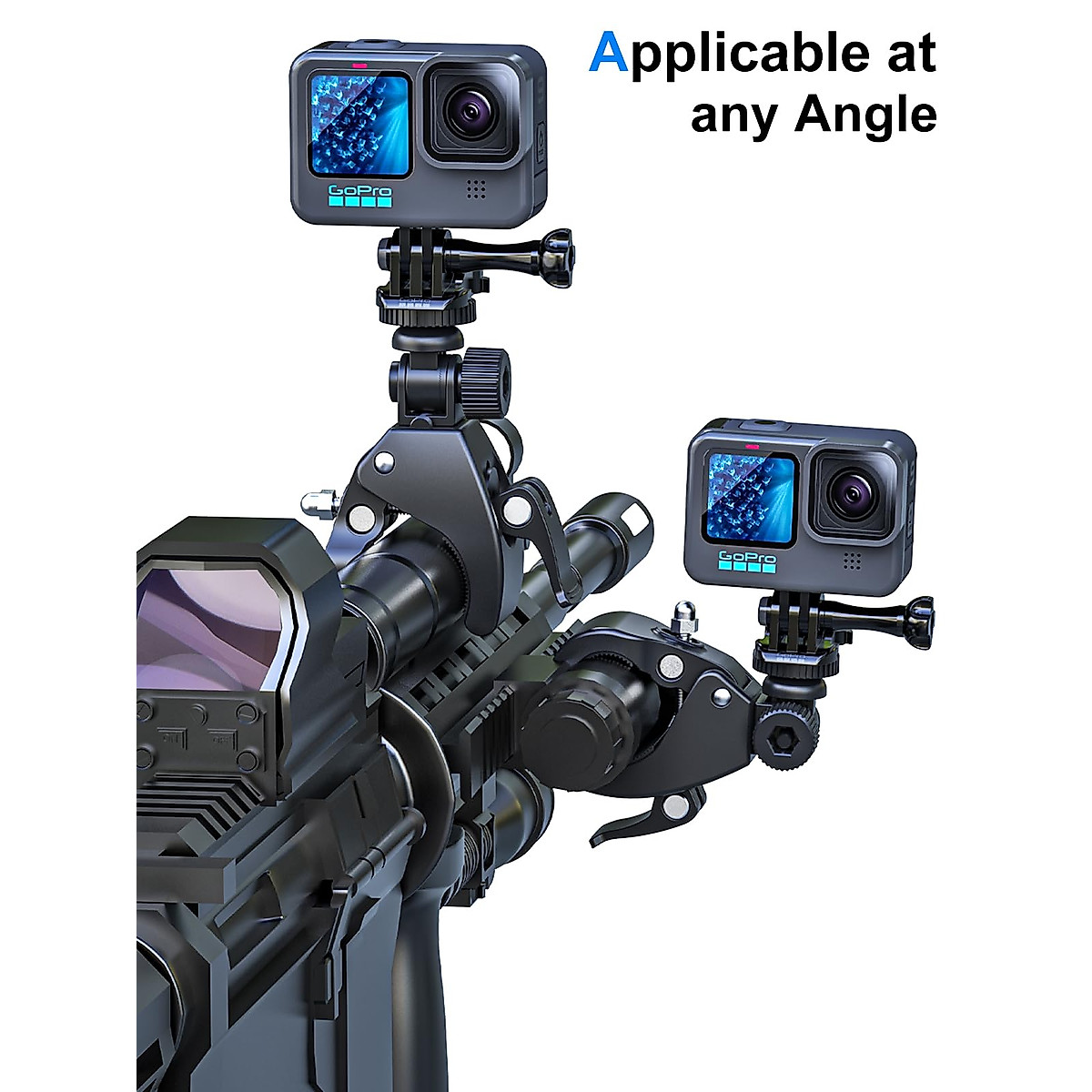 Kolasels Easy-Mounted Gun/Rod/Bow Camera Clamp Mount with 1/4 Thread for GoPro Hero 9/8/7/6/5/4/3+/3/2/1 Session Action Camera, Hunting Camera Accessory Fishing Pole Clamp