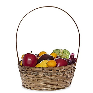 The Lucky Clover Trading Round Bamboo Handle Basket, Brown