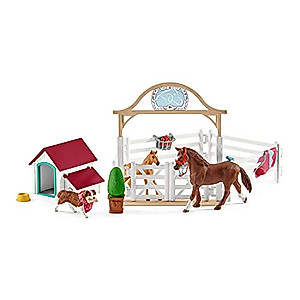 Schleich Horse Club, Horse Toys for Girls and Boys, Hannah's Guest Horses Horse Set with Ruby the Dog and Horse Toys, 20 pieces, Ages 5+