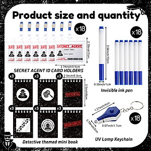 Qilery 72 Pcs Detective Spy Party Favors Include Mini Spiral Notebooks Flashlights With Keychain Invisible UV Light Pens ID Card Holders for Escape Room Birthday Party Supplies Decorations