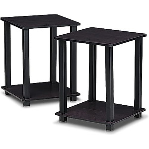 Set of 2 Black Side End Tables for Small Spaces with Storage Living Room Bedroom