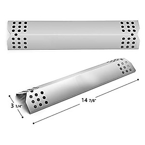 Hongso 14 7/8" Stainless Steel Heat Plates Tent Shield Replacement Parts for Master Forge 1010037 Gas Grill Model, 3 1/4" Wide Burner Covers Flavorizer Bars, 4-Pack, SPZ3714