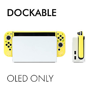 BelugaDesign Lemon Switch OLED Case | Dockable Fruit Soft Pastel Cute Snap on Cover for Girls Women Crossing | Compatible with Nintendo Switch OLED Console Joycons (Switch OLED, Yellow)
