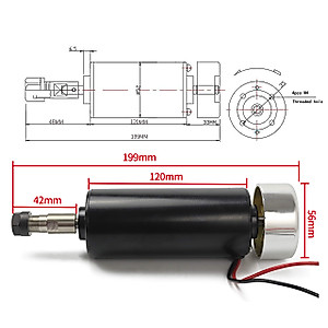 RATTMMOTOR CNC 500W Spindle Motor ER11 500 Watt Air Cooled Spindle Motor 52mm DC 48V 12000RPM 600mN.m for DIY Mini CNC Router Engraver Milling Machine