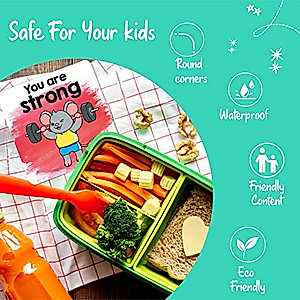 50 Different Design Cards Lunch Notes for Kids, with 20 sheets of Complimentary Puffy Stickers, Lunch Box Notes for Kids Unique Designs, Lunch Box Notes for Boys and Girls, Kids Affirmation Cards