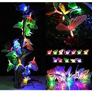 jindaaudio Solar Butterfly Lights Outdoor, Solar Powered String Lights, Led Butterfly String Lights, Solar Lights Outdoor Butterfly Garden, Butterflies Solar Lights Outdoor with Led Waterproof