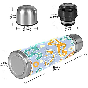 Stainless Steel Leather Vacuum Insulated Mug Coral Thermos Water Bottle for Hot and Cold Drinks Kids Adults 16 Oz