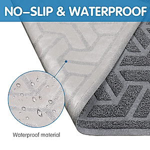 UPSKY Cat Litter Mat, Litter Trapping Mat Soft on Kitty Paws, Large Litter Box Mat 35" x 24" Scatter Control for Cat Litter, Waterproof and Extra Large Litter Box Carpet.