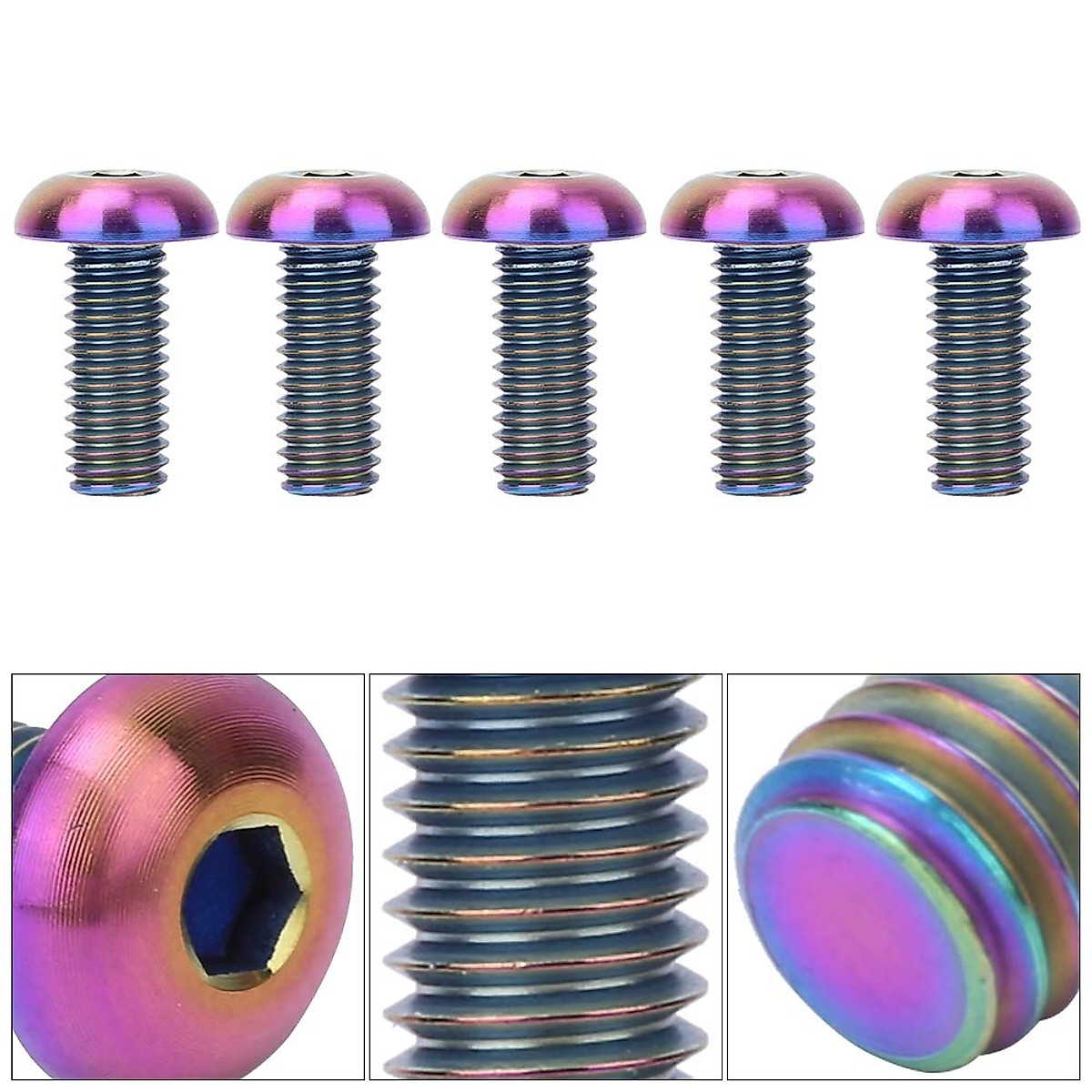 ZPSHYD Bicycle Stem Screw, 5pcs Titanium Alloy Screw Bicycle Water Bottle Cage Bolt Bike Bracket Screw Bicycle Accessory (M5*12 Colorful)