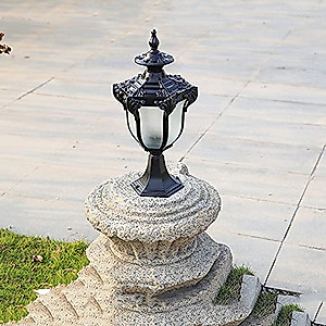 MHCZBGY Home Outdoor Column Headlights Garden Villa Decorative Lamp Aluminum Black Pillar Light Waterproof Column lamp Vertical Yard Column Light Outdoor Column lamp